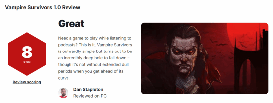 《吸血鬼幸存者》正式版IGN8分：不知不觉就会入迷