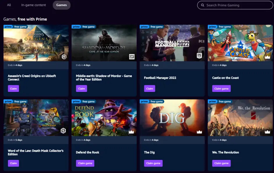 亚马逊游戏priming game什么时候可以免费领游戏？游戏领取指南