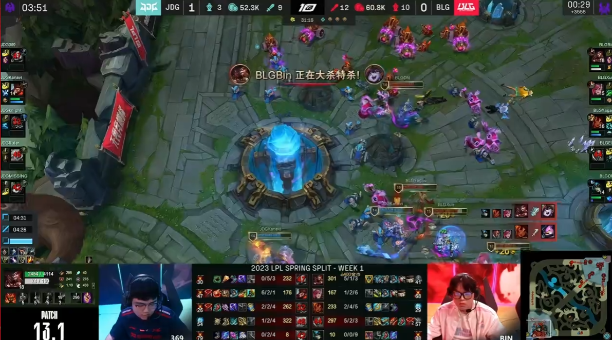 上单差距？Bin纳尔碾压369凯南！BLG击败JDG