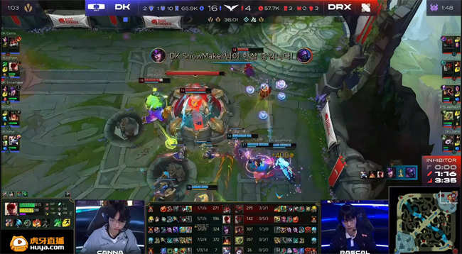 Deft超神卢锡安一追四击杀岩雀，DK 2-0轻取DRX