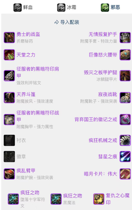 魔兽WLK：邪DK奥杜尔BIS装推荐，两件T8套装配极品散装即可！