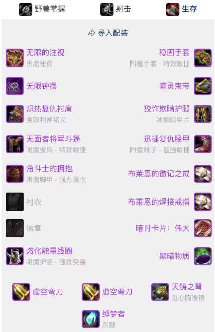 魔兽WLK：奥杜尔P2生存猎BIS装推荐，用极品散件取代T8套装！