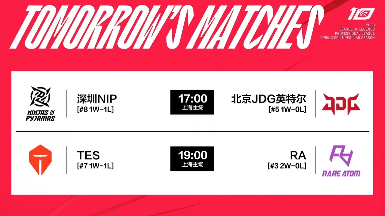 LPL今日首发：Tian交手Leyan Dream迎战Knight Photic对阵Ruler