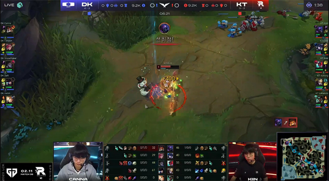 Aiming韦鲁斯单杀Deft炸弹人，KT 2-1击败DK