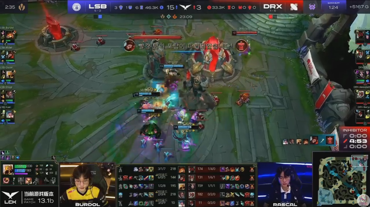 1胜6负！S12总冠军DRX变成韩国LCK倒数第一