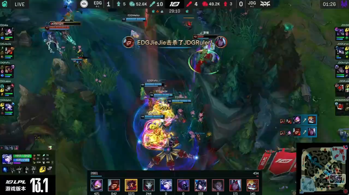 打野差距！JieJie两局完爆Kanavi助EDG横扫JDG
