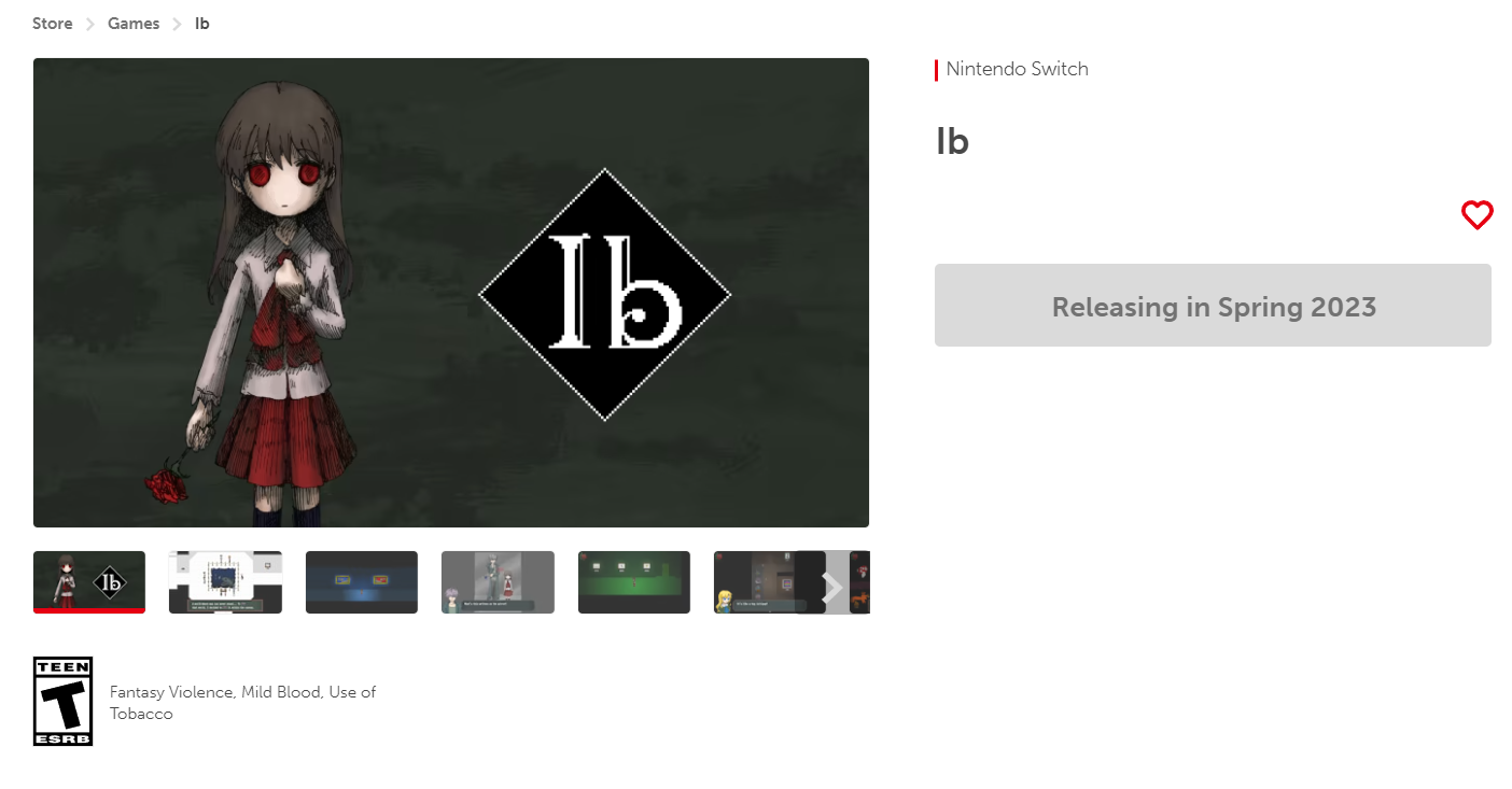 解谜游戏《IB 恐怖美术馆》eShop 数字版已开启预售，将于3月发售