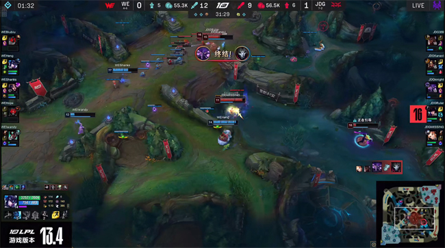 JDG 2-0 WE MISSING大头对线双杀打穿下路