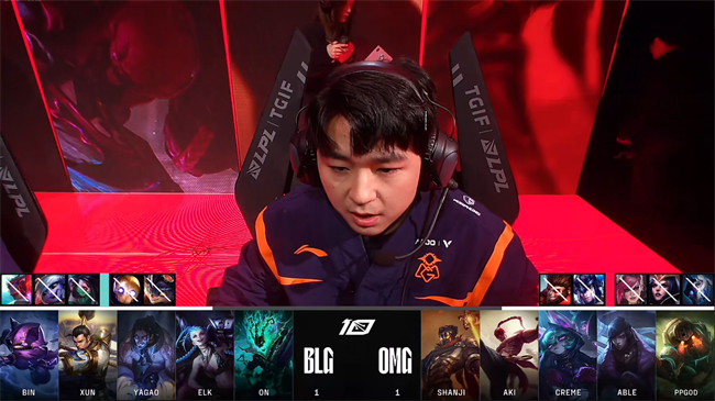 OMG 2-1 BLG Aki盲僧压制下路盘活节奏