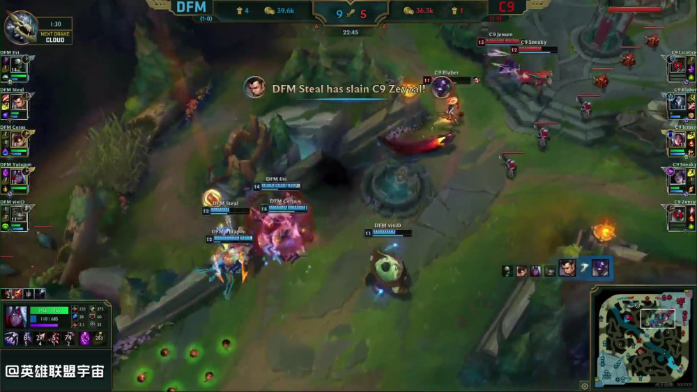 丽桑卓巧妙绕后终结DFM，S8入围赛首日C9迎来全胜！