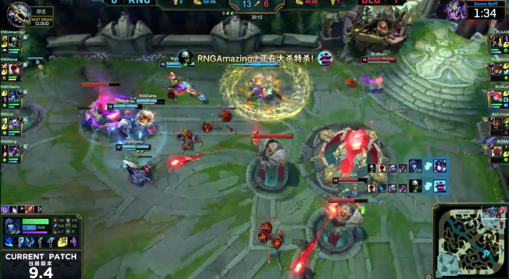 AJ两次犯迷糊险葬送RNG，Uzi小炮后期爆炸输出扳平BLG