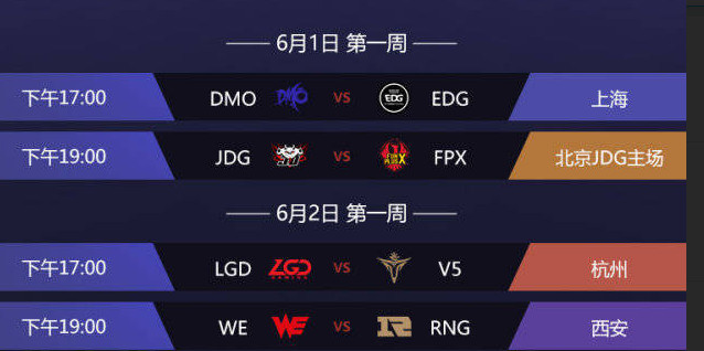 S9LPL夏季赛首战由DMOvsEDG打响！附前两周对战表！