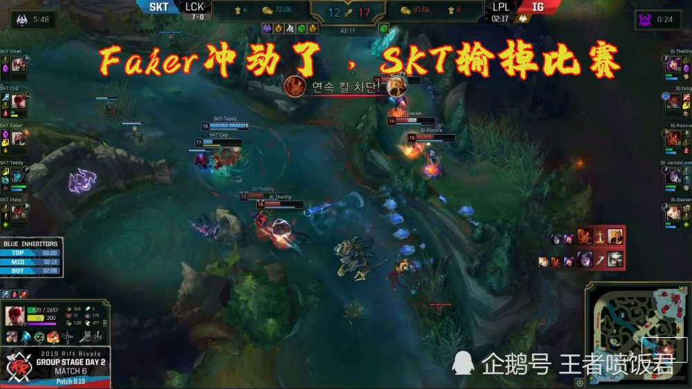SKT不敌IG，Faker天秀难救主，JKL秀翻Faker！