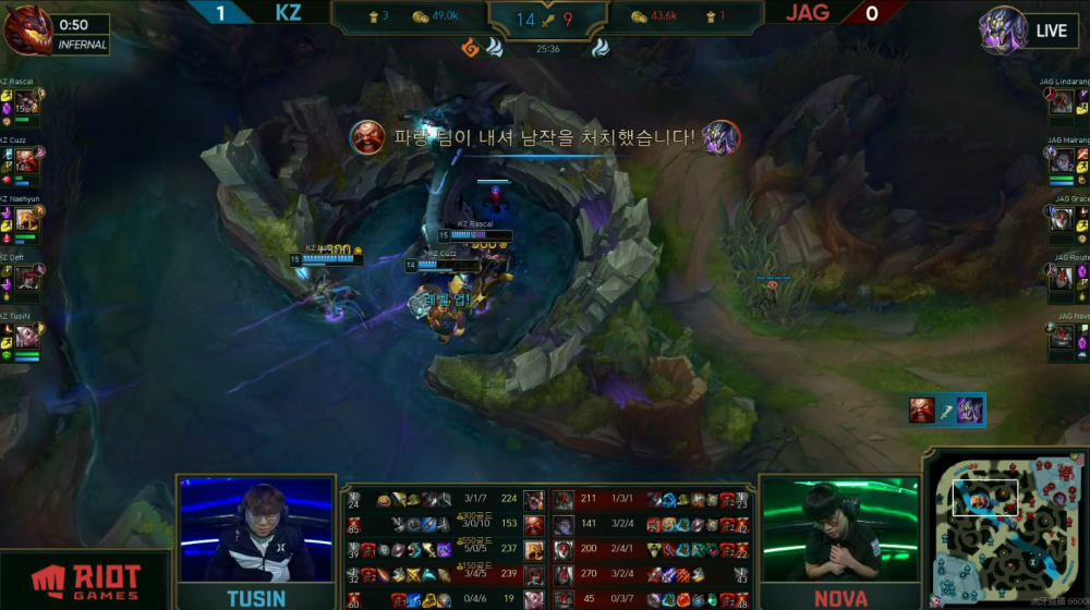 LOL：KZ碾压JAG取关键9胜，LCK季后赛竞争形势太激烈