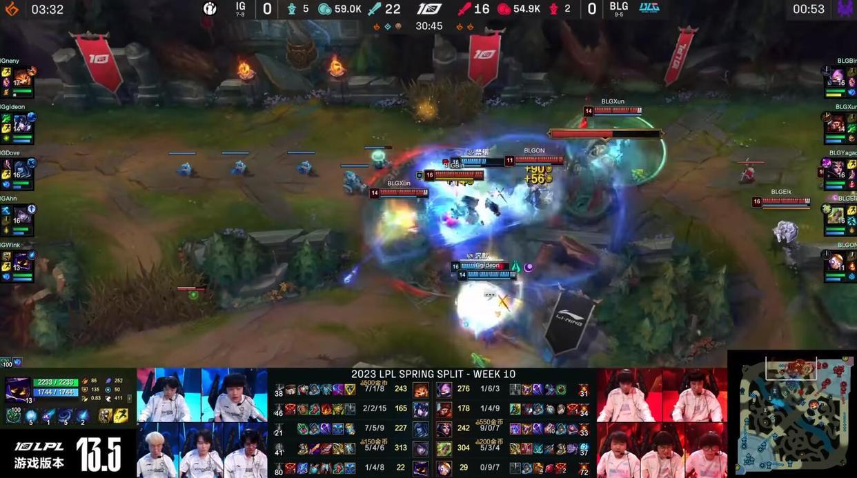 LPL春季赛：62人头大乱斗Yagao妖姬无限超神兜底！BLG横扫IG