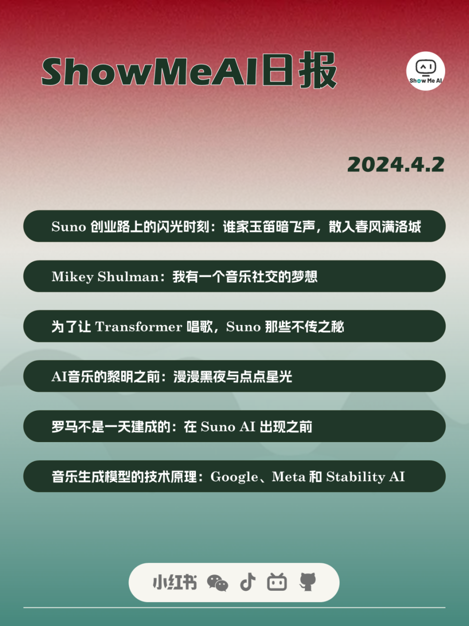 中国版Suno开始内测(超强)！Suno技术大揭秘；AI音乐发展史：罗马不是一天建成的；音乐生成模型 | ShowMeAI_腾讯新闻