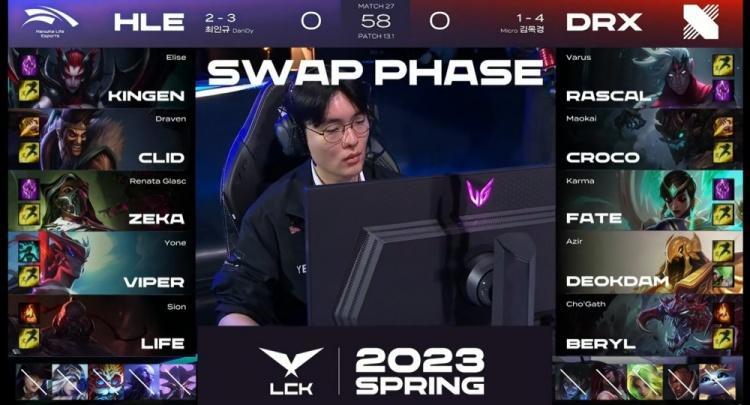 LCK春季赛：Zeka无解卡萨丁手刃救主HLE让1追2胜DRX收获连胜