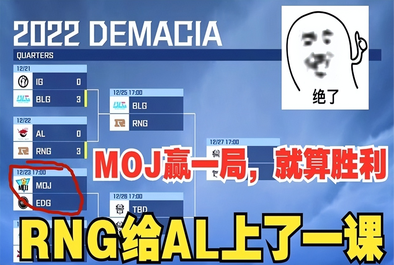 RNG给AL上了一课！网友调侃：快进到MOJ打EDG，看谁能笑到最后？