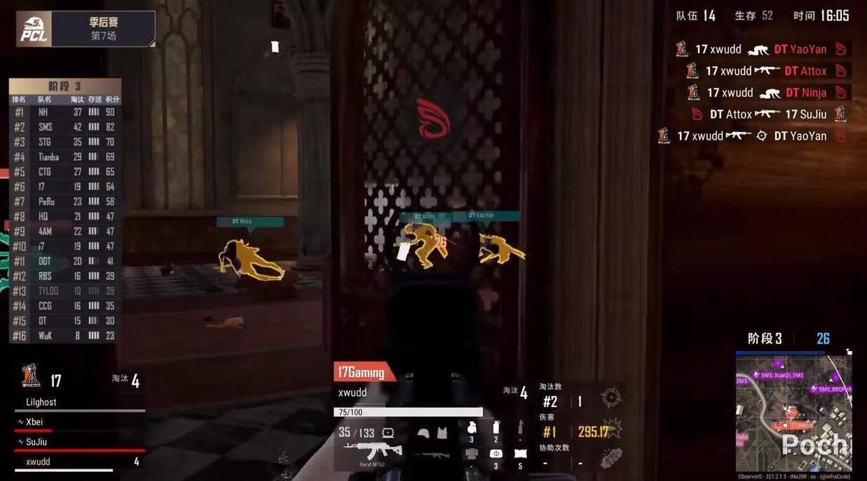 PCL春季后赛D2：17反超NH登顶！112单日17杀助4AM冲至第三