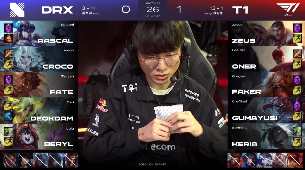 零封DRX，T1闯入LCK季后赛第二轮，Faker向HLE下战书