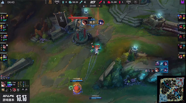 Uzi卡莎骑脸狙杀Able伊泽瑞尔，EDG 3-2淘汰OMG晋级六强_腾讯新闻