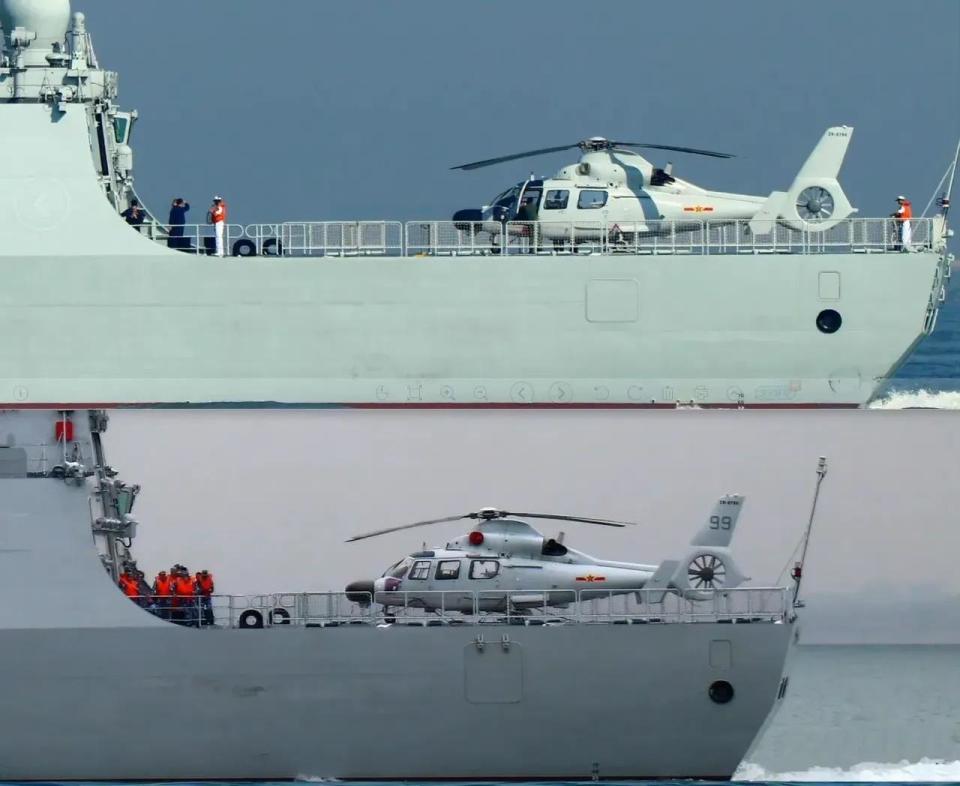 直20F直升机有多大？与直9C同框才明白，为何052D驱逐舰加长_腾讯新闻