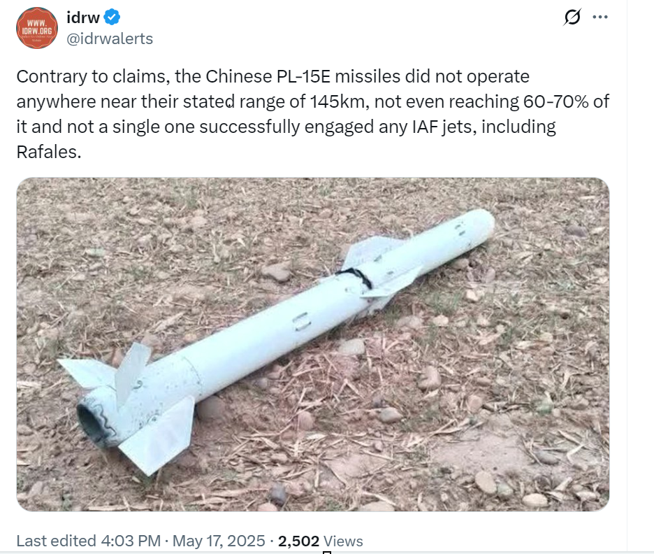 PL-15导弹残骸：印度捡到以后就是个宝，美法等希望获得残骸数据_腾讯新闻