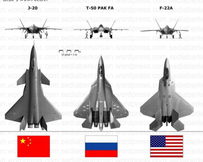 歼20有多大？与F22和苏57放一起比才明白，为何能称最大五代机 -6parkbbs.com