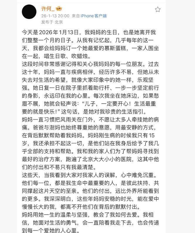 何晴冥诞之子发文：许亚军与继母跑遍北京医院，十年守护击碎非议_腾讯新闻
