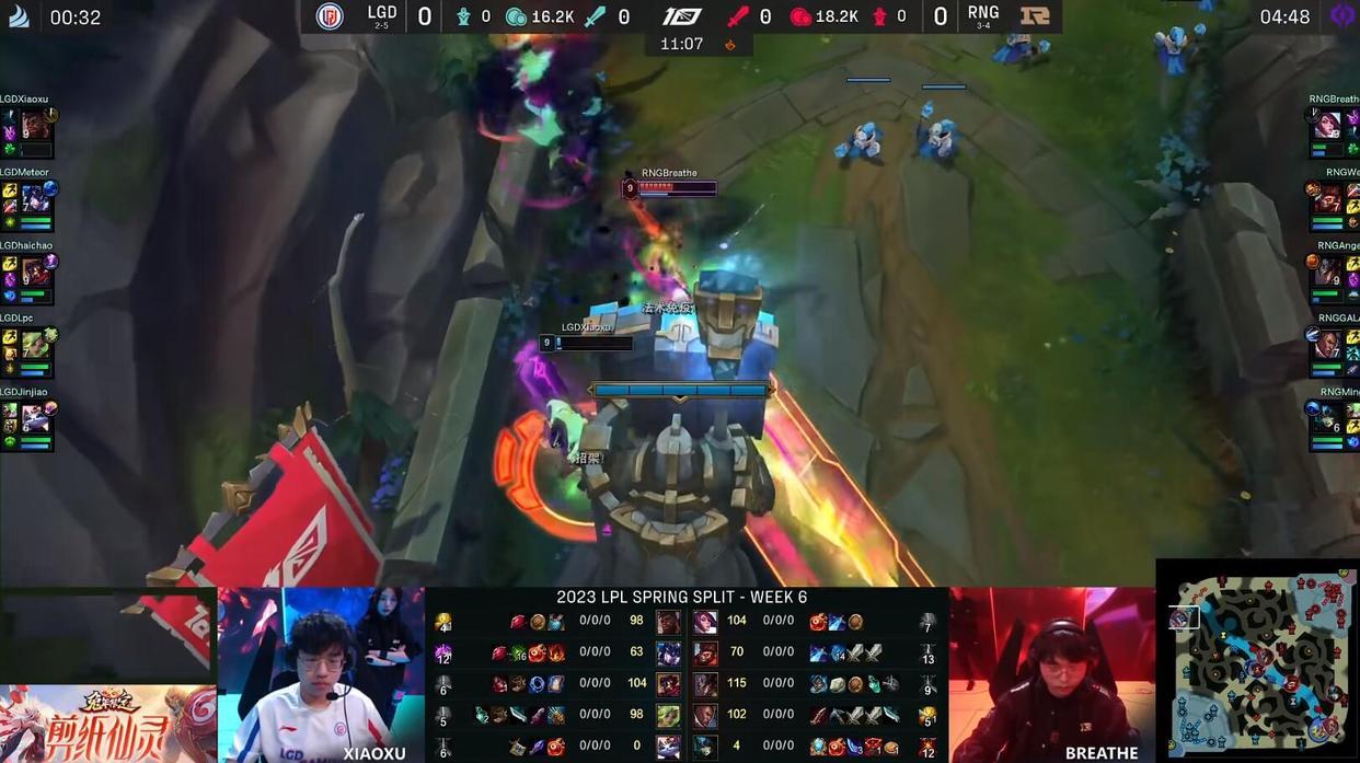 LPL春季赛：RNG横扫LGD取北伐三连胜 Gala小明各取一局MVP