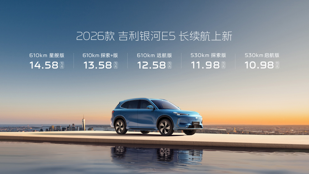 2026款吉利银河E5上市 最大续航里程610公里 售价10.98-14.58万元_腾讯新闻