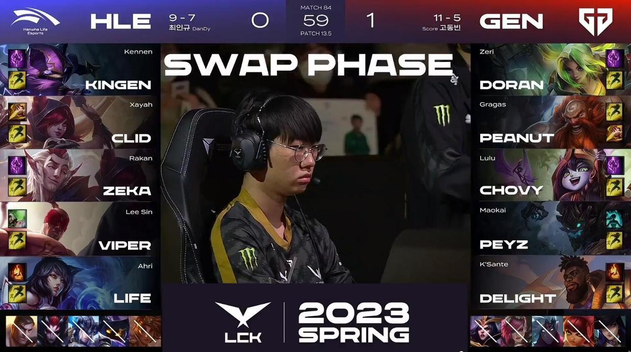 LCK春季赛：1K9？Clid蔚送耻辱输出数据GEN横扫HLE升至第二