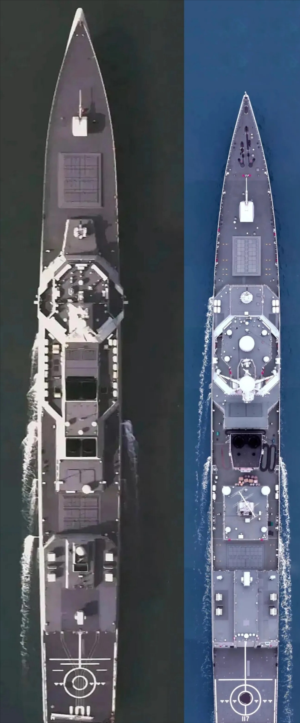 055型驱逐舰有多大？与052D同框才明白，为何美国称为“巡洋舰”_腾讯新闻