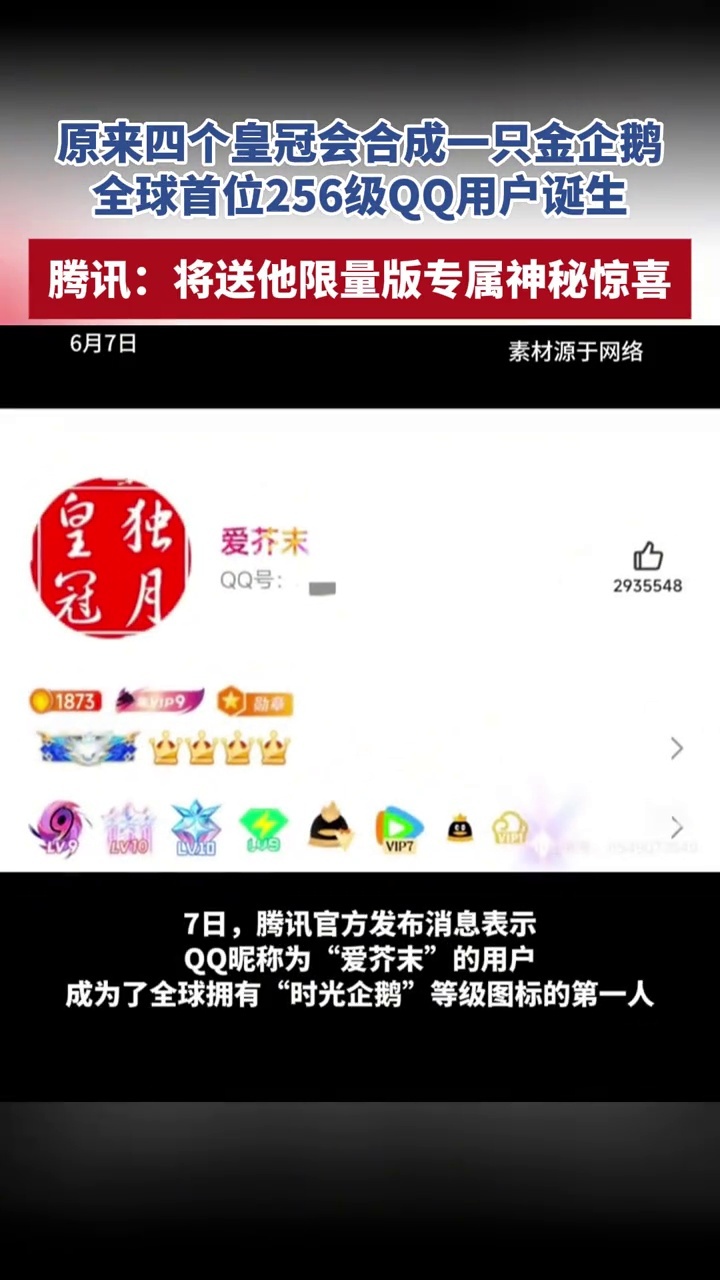 历经22年！全球首位256级QQ用户获得“金企鹅”，腾讯赠送终身SVIP_腾讯新闻