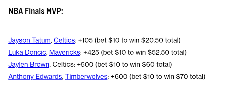 东西决MVP+FMVP赔率更新：塔图姆有望成历史首人 华子远逊东契奇_腾讯新闻