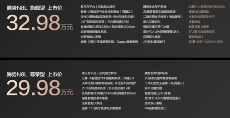 29.98万起售！大六座SUV腾势N8L正式上市_腾讯新闻