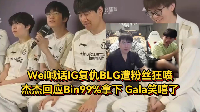 Wei喊话IG复仇BLG遭粉丝狂喷，杰杰回应Bin99%拿下，Gala笑嘻了！_腾讯新闻