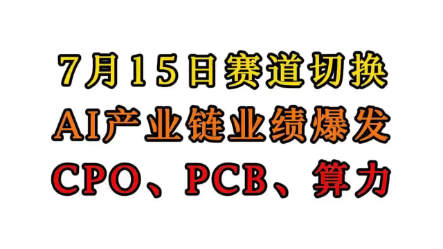 7月15日赛道切换，ai产品链业绩爆发，cpo、pcb、算力_腾讯新闻