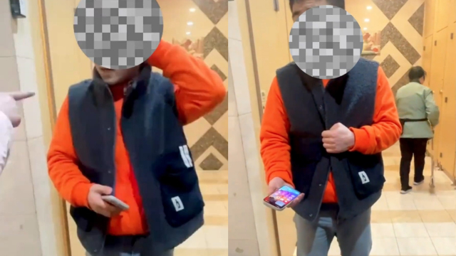 男子女厕偷拍被抓现行，狡辩为躲避女友，多名女生勇敢围堵腾讯新闻 8336