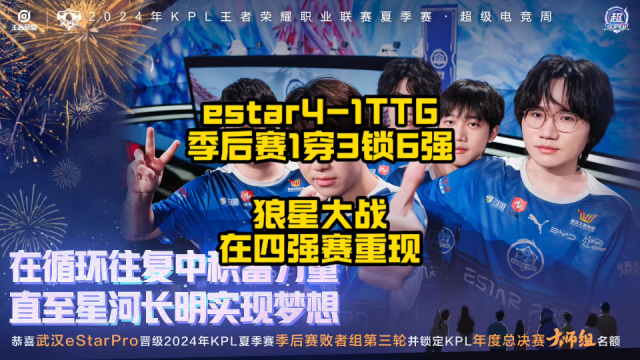 estar4比1轻取TTG，季后赛败者组1穿2锁定6强，狼星大战四强赛重现_腾讯新闻