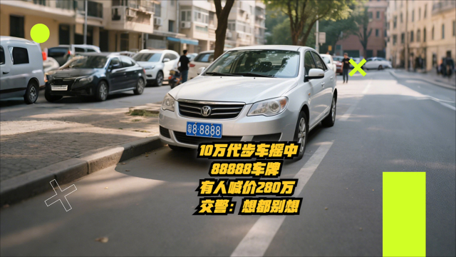 10万代步车摇中88888车牌，有人喊价280万！交警：想都别想_腾讯新闻