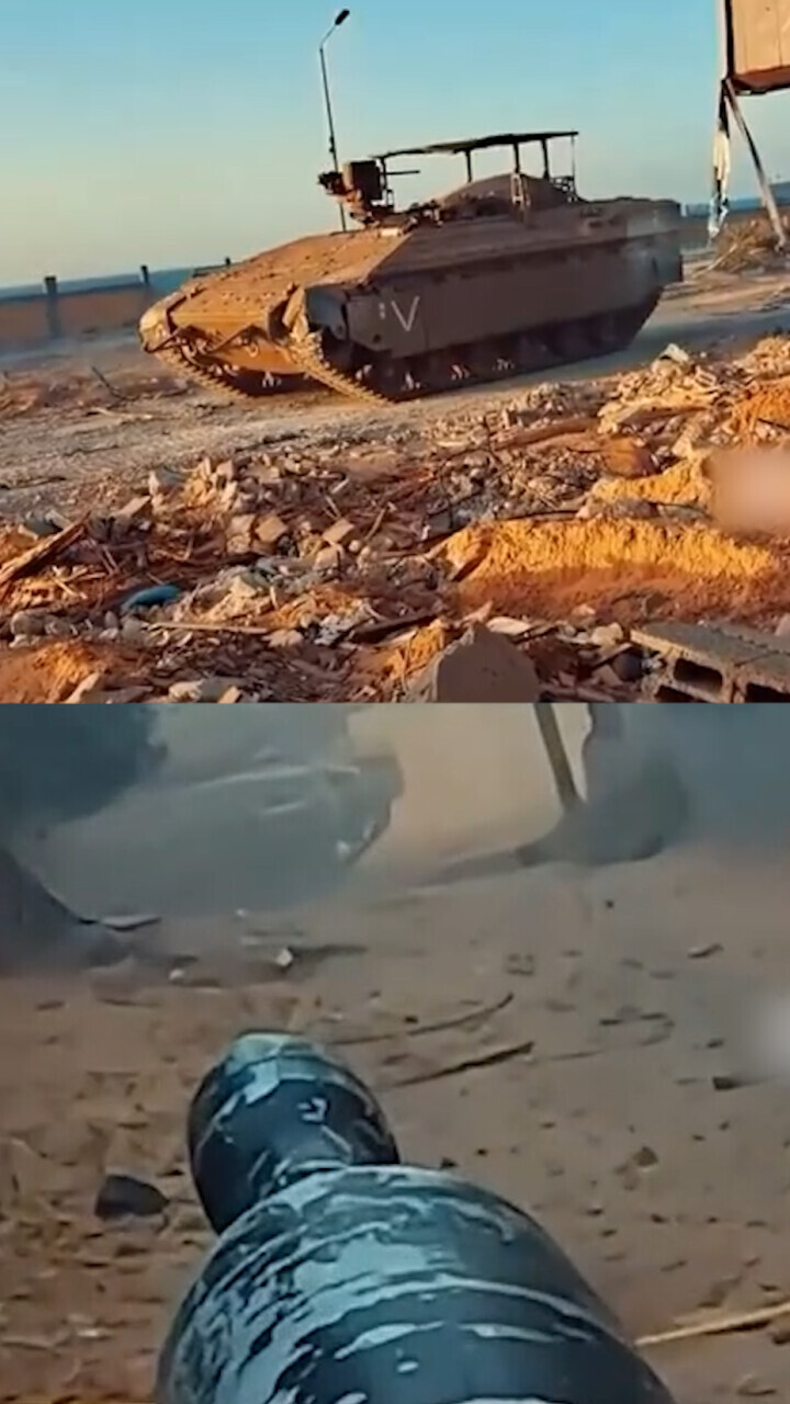 超近距离巷战！哈马斯用火箭筒袭击进入加沙的以军装甲部队_腾讯新闻