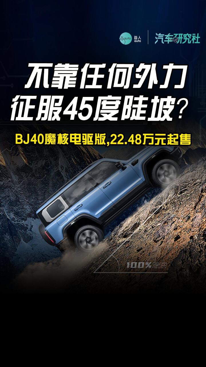 不靠任何外力征服45度陡坡？BJ40魔核电驱版，22.48万元起售_腾讯新闻
