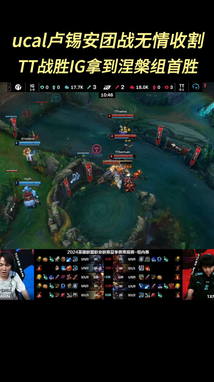 ucal卢锡安团战无情收割，TT战胜IG拿到涅槃组首胜_腾讯新闻
