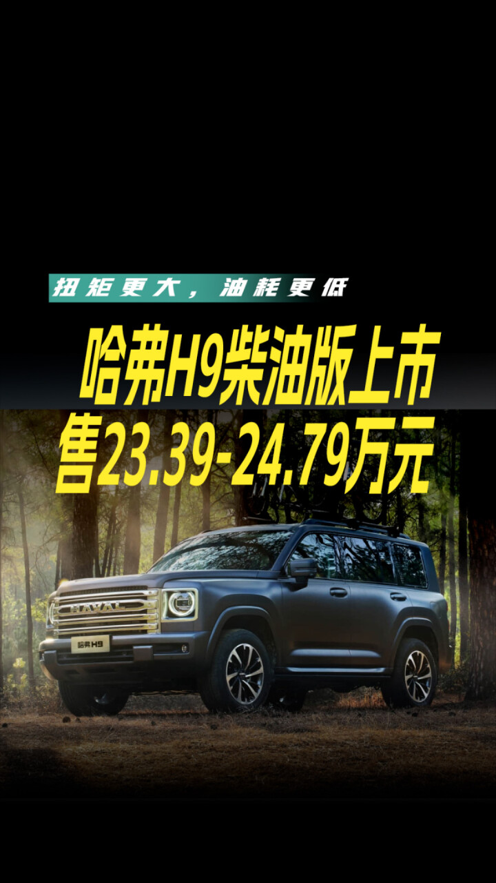 扭矩更大，油耗更低，哈弗H9柴油版上市，售23.39-24.79万元！_腾讯新闻