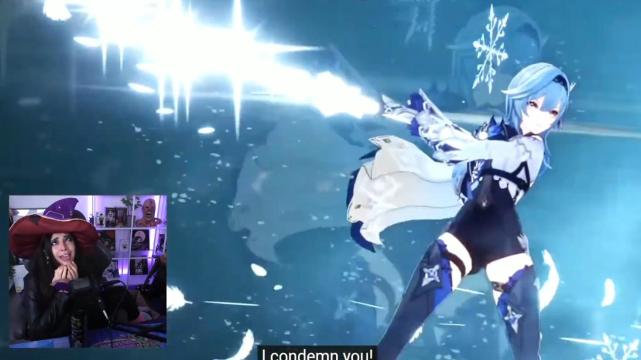 莫娜Coser看原神优菈兴奋了？翻白眼还吐舌头，就差比个胜利手势？_腾讯新闻