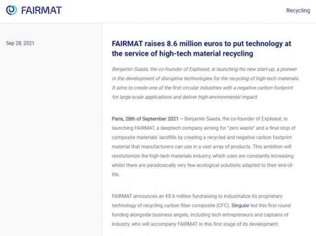 Fairmat创造了一种基于回收碳纤维复合材料的新材料_腾讯新闻