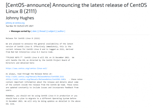 CentOS Linux 8 version 2111 发布_腾讯新闻