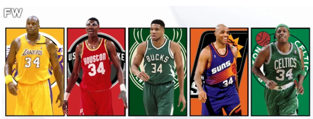 身披34号战袍的NBA巨星：奥尼尔领衔 字母哥成现役最佳_腾讯新闻