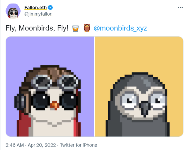 《周六夜现场》主持人 Jimmy Fallon 宣布持有 Moonbirds 系列 NFT_腾讯新闻